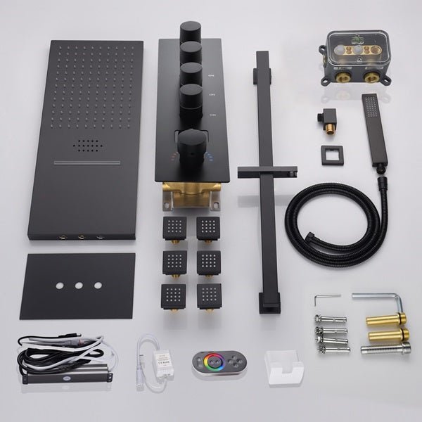 Naples LED Digital Music Shower System | Sleek Black Design – Cascada ...